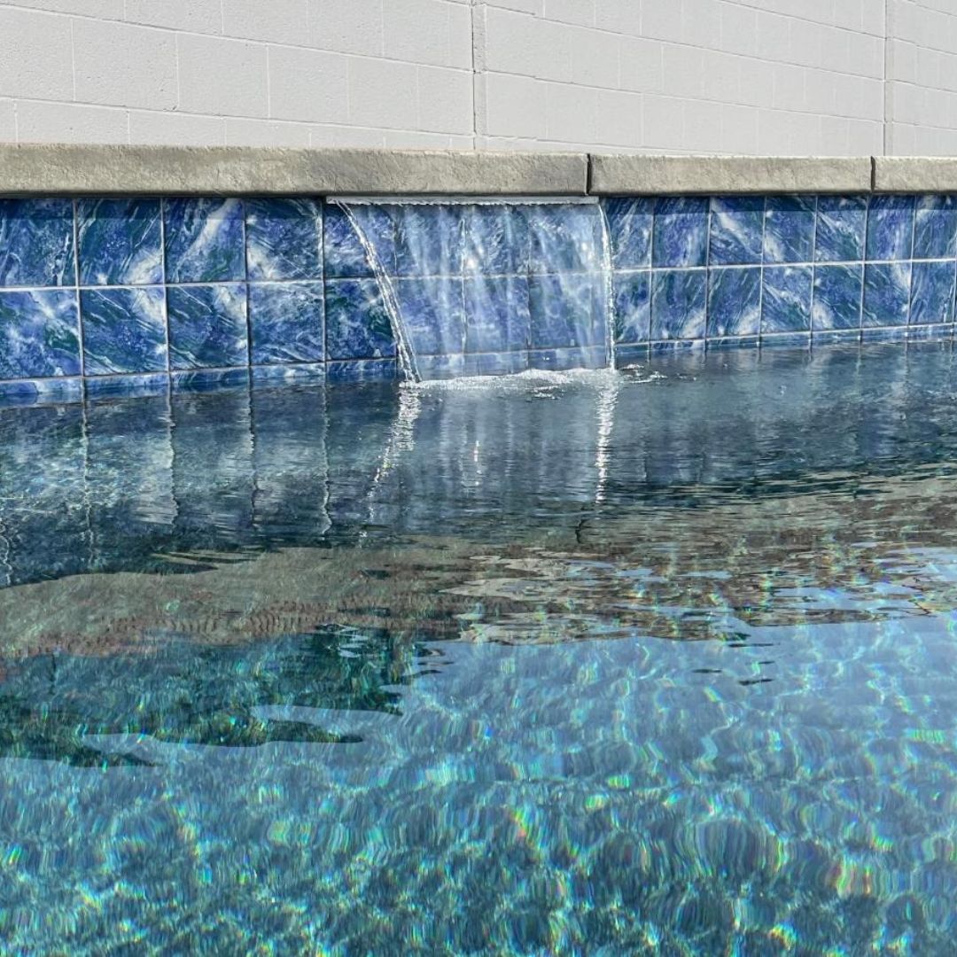 Rio Series Porcelain Pool Tile | Modern Coastal Waterline Design