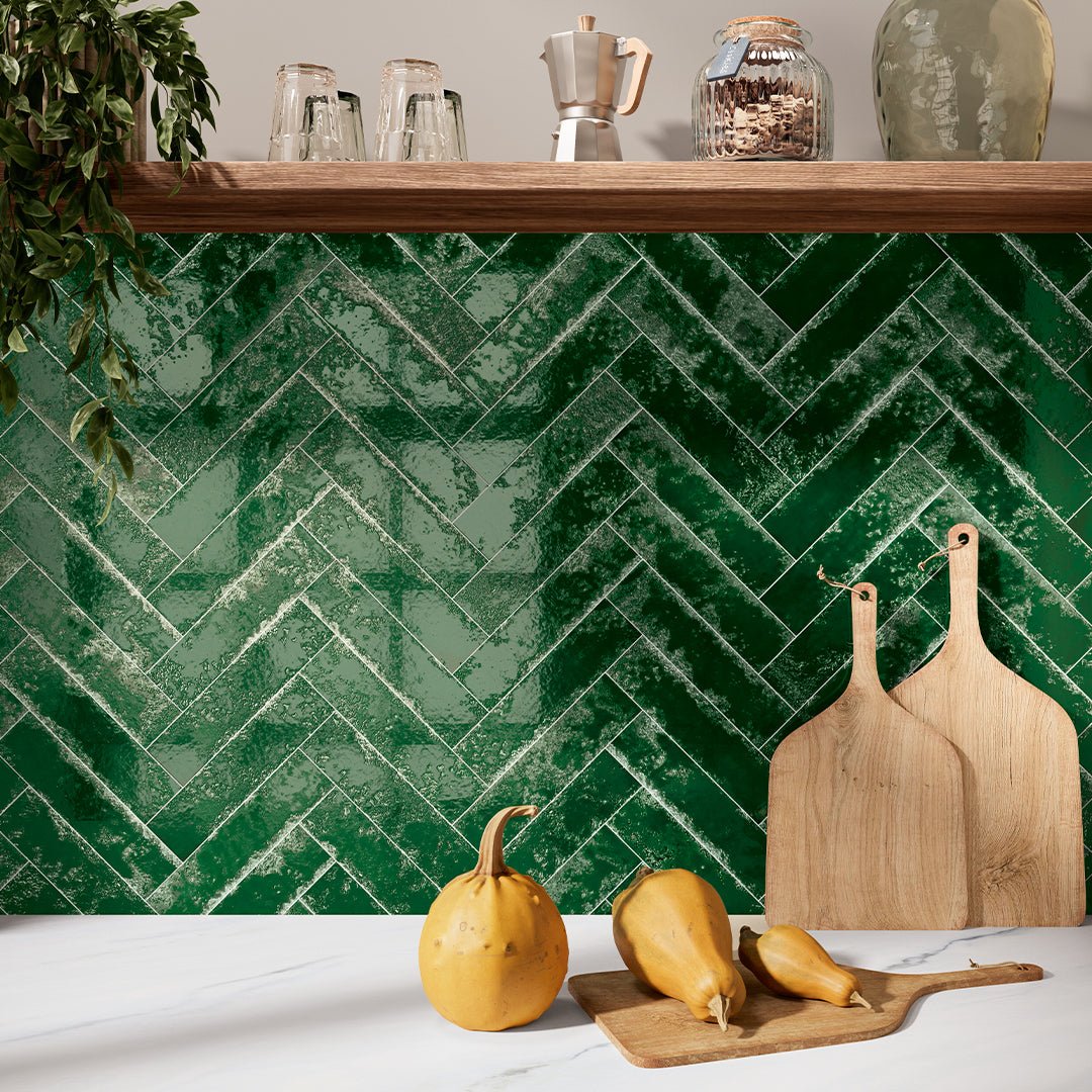 Green Ceramic Tile for Backsplashes, Bathrooms, & Patios
