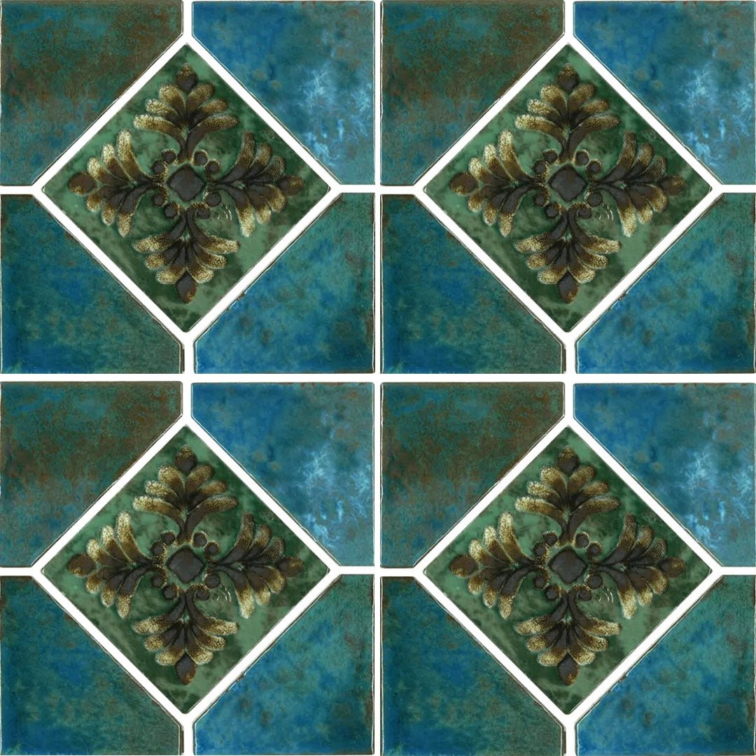 Albi, 6" x 6" Deco | JOYA-502 | Fujiwa Porcelain Pool Tile