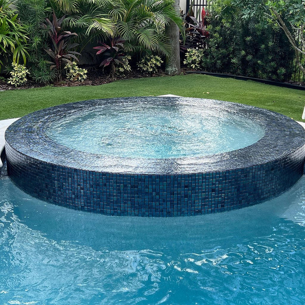 Black Iridescent, 1" x 1" | 093780M | Vidrepur Glass Pool Tile ...