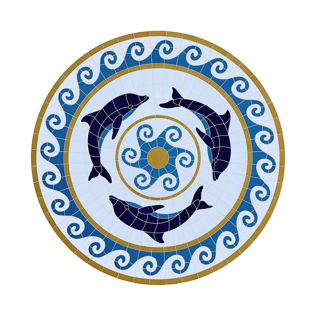Dolphin Medallion | MEDDOLL | Pool Mosaic – AquaBlu Mosaics