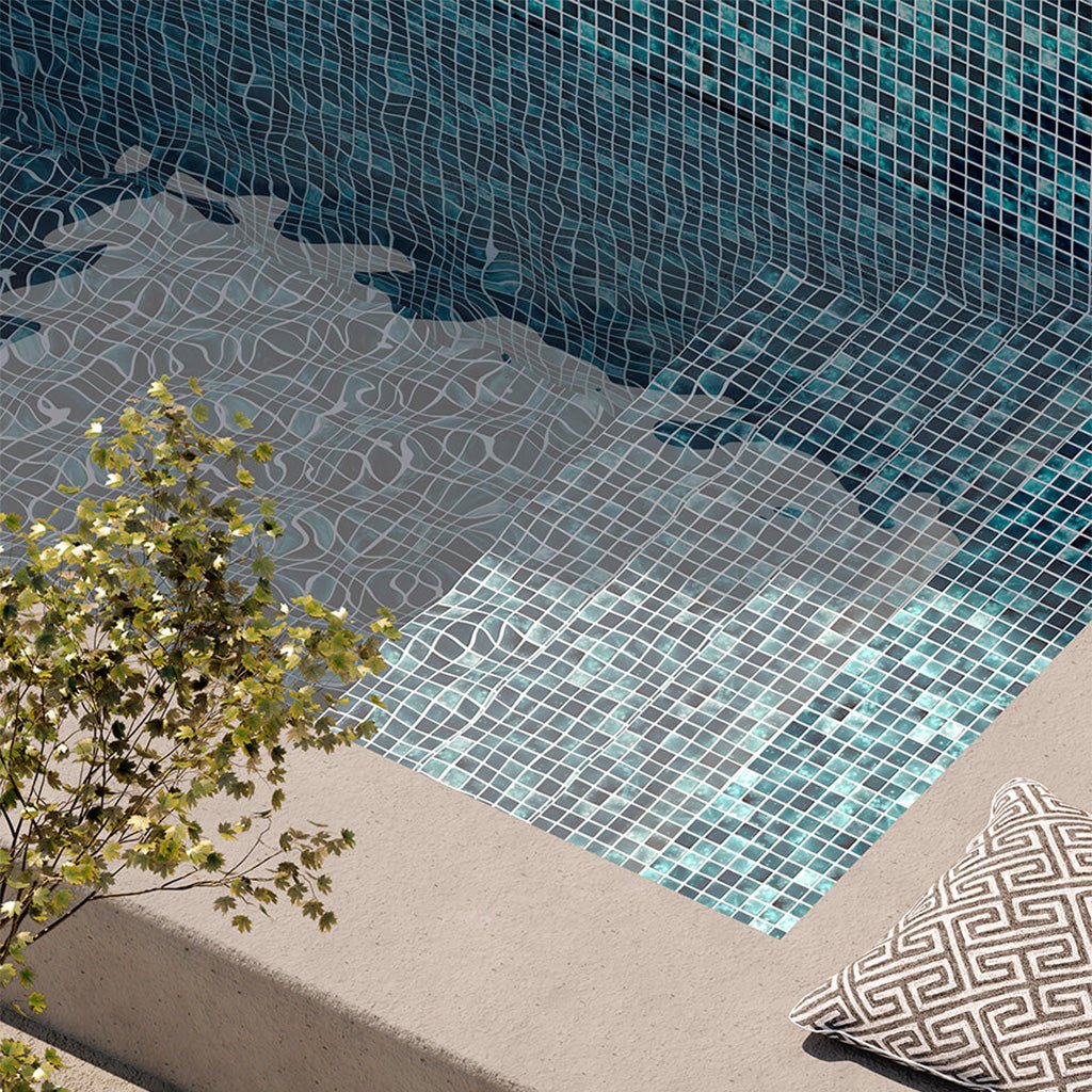 Estelar Green, 1.5" x 1.5" Glass Tile | Mosaic Pool Tile by Vidrepur ...