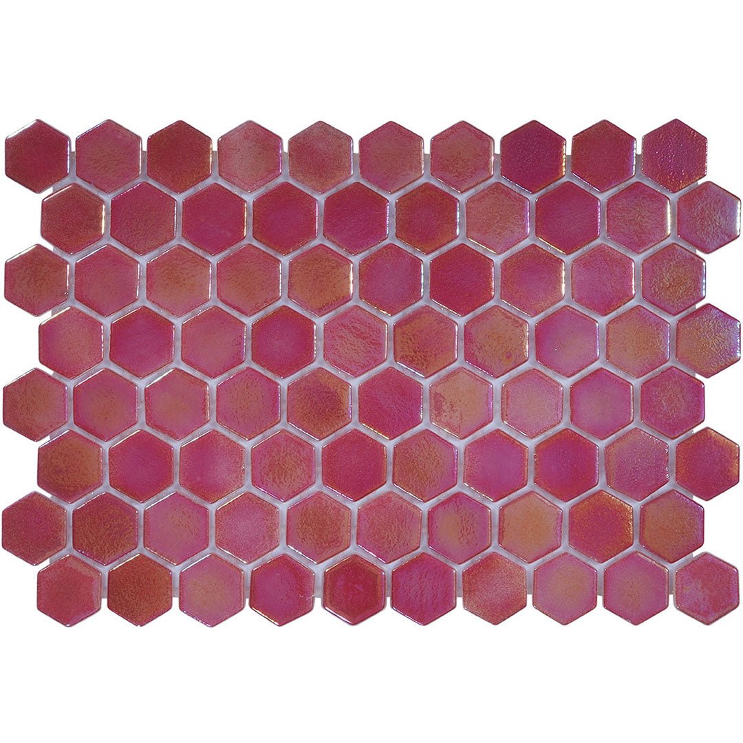 Crimson Reef, Hexagon Mosaic Glass Tile | Pool, Spa, & Kitchen Tile ...