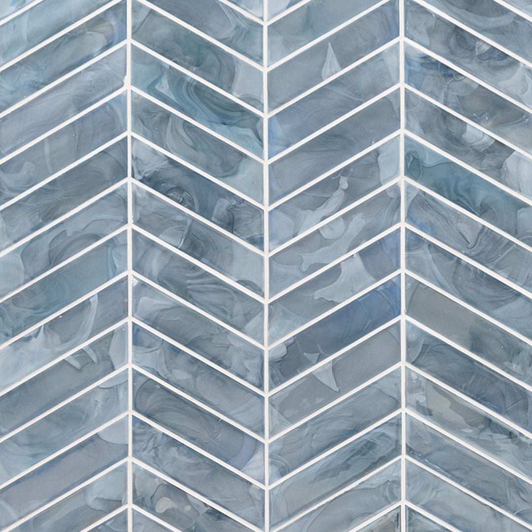 Blue Shimmer Chevron, Glass Tile | Kitchen & Bathroom Tile by MSI ...