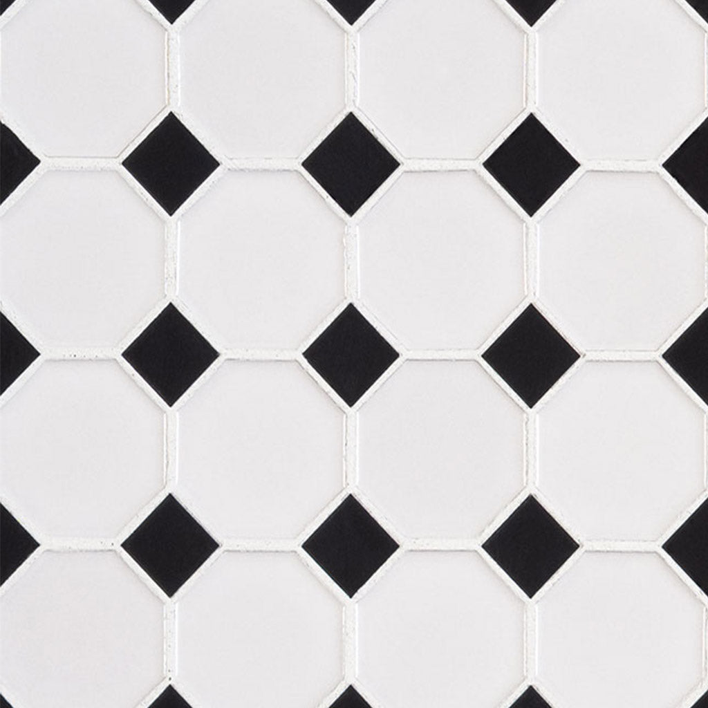 White and Black, Octagon Mosaic | Porcelain Wall and Floor Tile by MSI ...