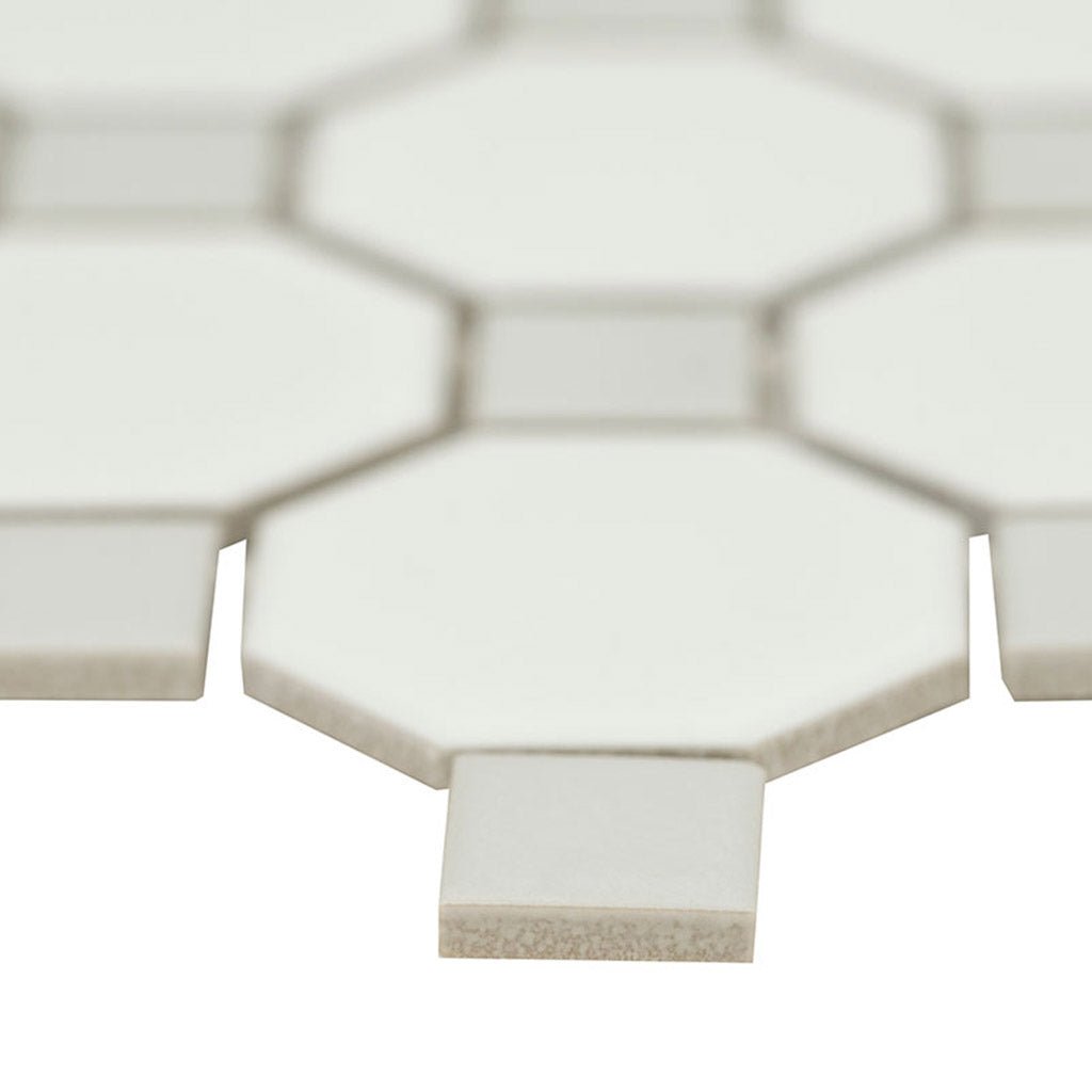 Matte White and Gray, Octagon Mosaic | Porcelain Wall and Floor Tile ...