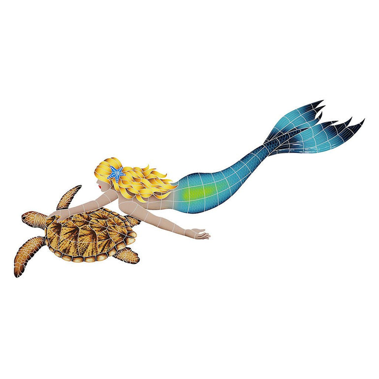 Mermaid with Turtle Pool Mosaic | MERTUL | Artistry in Mosaics ...