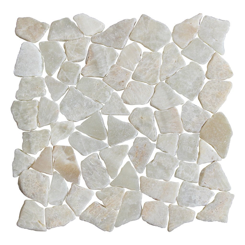 White Quartz, Flat Pebble Tile | Natural Stone Mosaic Tile by Tesoro ...