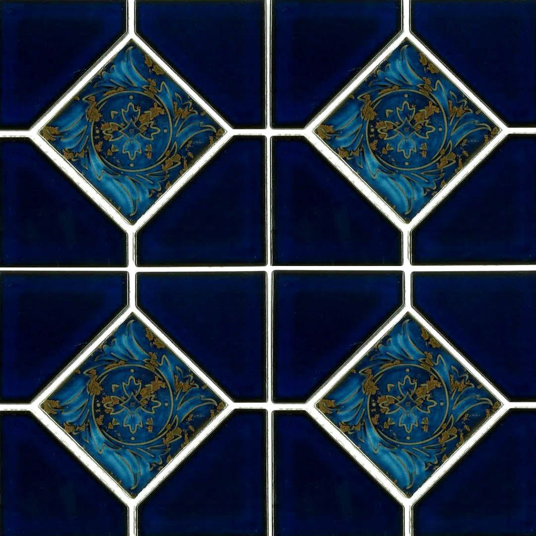 Royal Blue Akron, 6" x 6" Deco | AMBON-6 | Fujiwa Porcelain Pool Tile