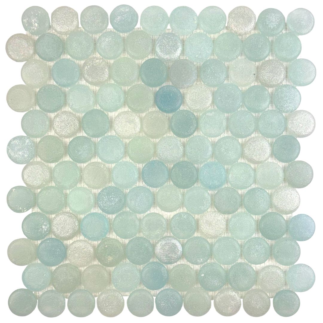 Aqua, Penny Tile | Round Glass Mosaic Tile by Aquatica