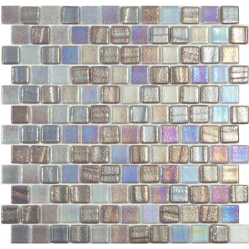 Fusion Grey T, 1" x 1" Brick Glass Tile | Vidrepur | Mosaic Pool Tile ...