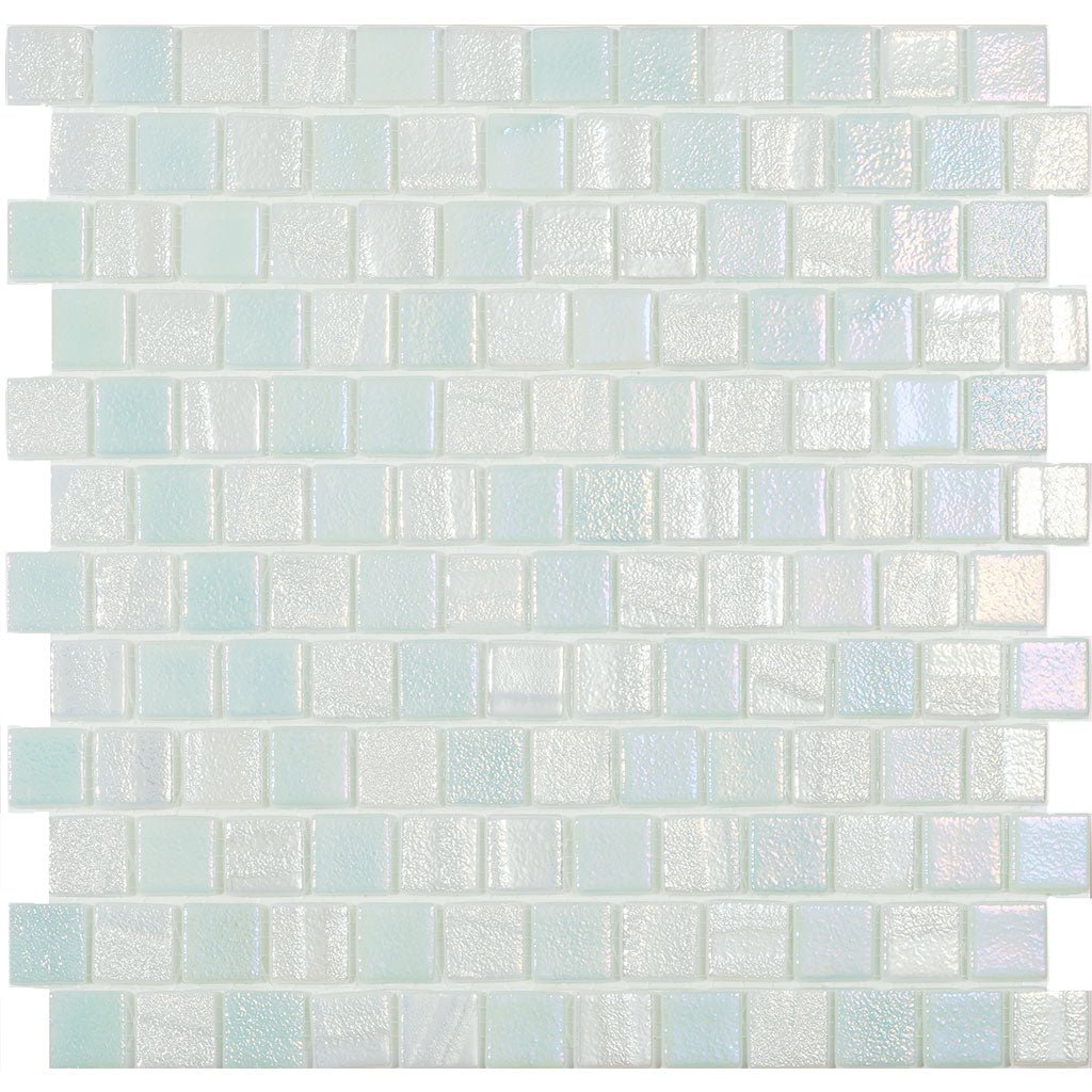 Fusion White T, 1" x 1" Brick Glass Tile | Vidrepur | Pool Tile