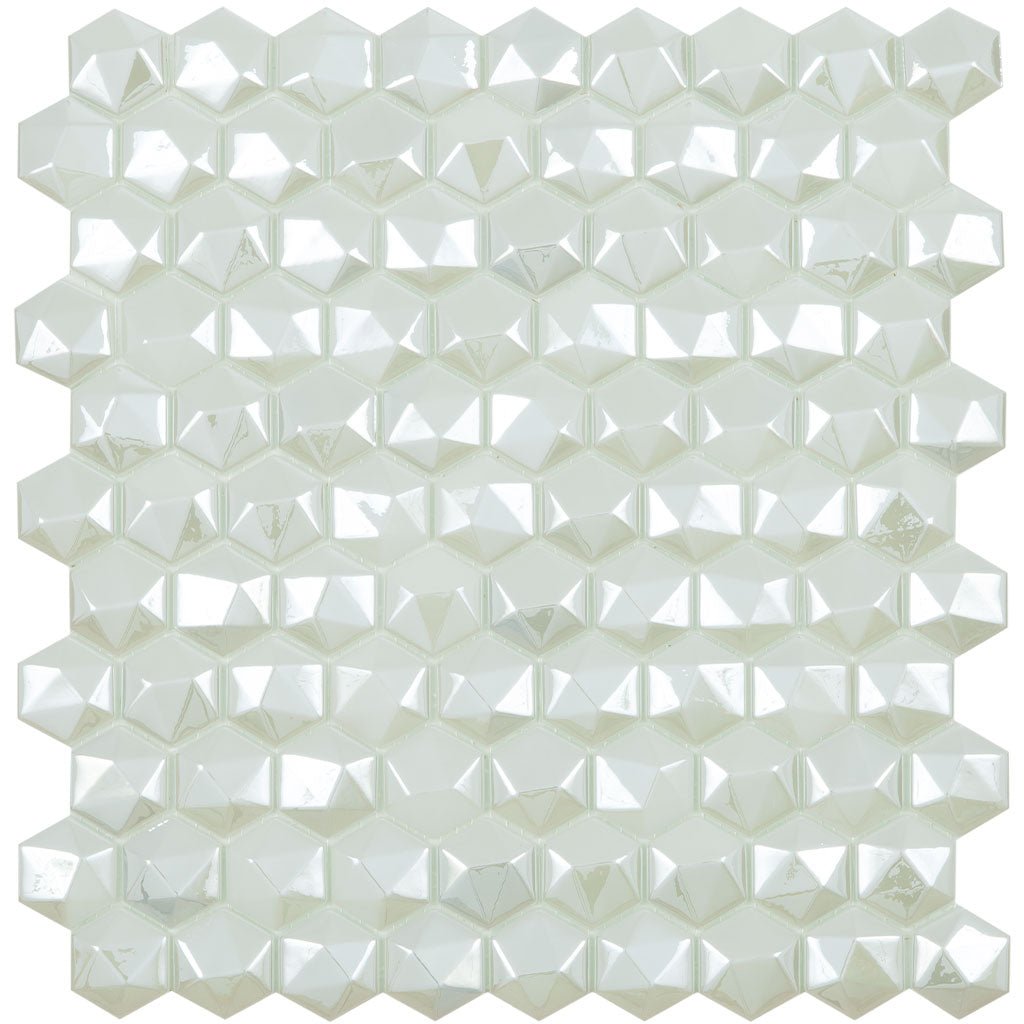 Diamond White 3D, Hexagon Glass Tile | Mosaic Tile by Vidrepur ...