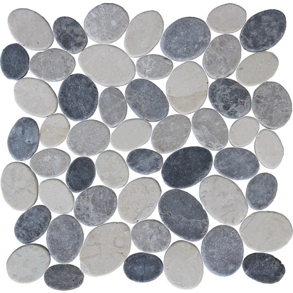 Grey and White Coin, Pebble Tile | Natural Stone Mosaic Tile by Tesoro ...