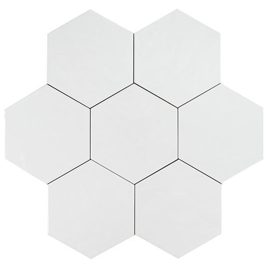 Albatross Glossy White Hexagon, 7" x 8" Ceramic Tile | Wall Tile