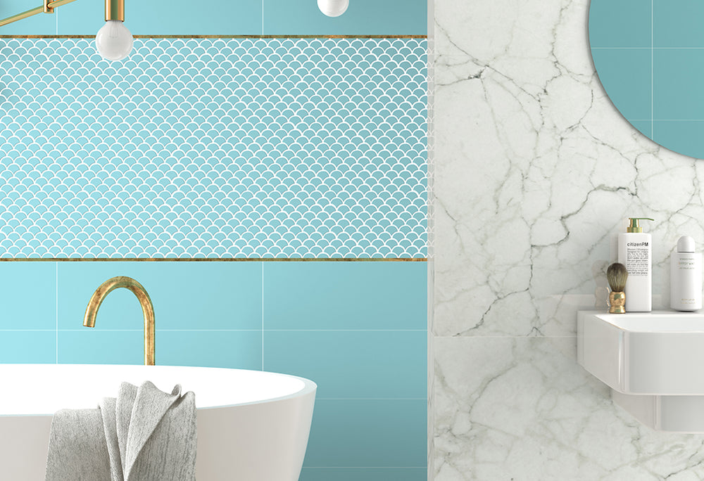 Glass Fish Scale Tile | Moroccan Fish Scale Mosaic Tile – AquaBlu Mosaics