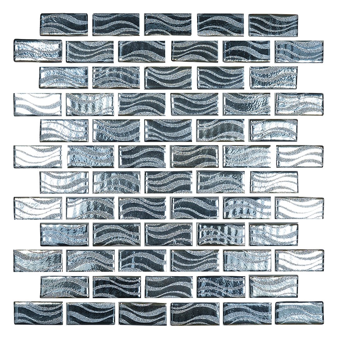 Glitter Black, 1" x 2" Glass Tile | Mosaic Pool Tile by Vidrepur