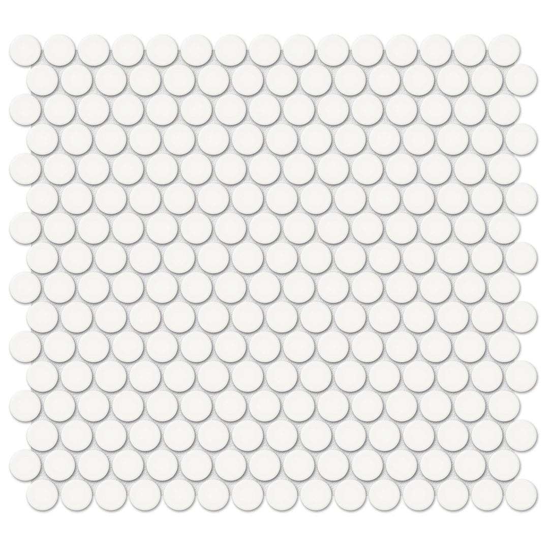 Soho Canvas White Matte, Penny Round | Ceramic Kitchen & Bathroom Tile