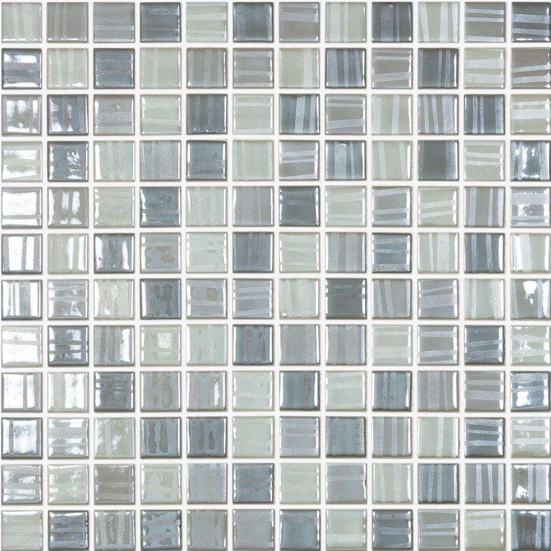 Tender Grey Mix, 1" x 1" Glass Tile | Mosaic Pool Tile by Vidrepur