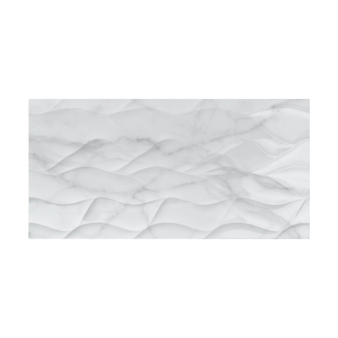 Terreno Glossy Marble Pitch, 12" x 24" Ceramic Tile | Wall Tile