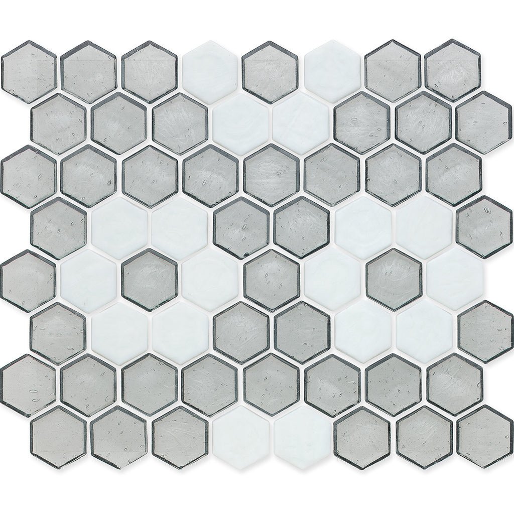 Moonstone with White Flower, Hex Flower Pattern Glass Tile – AquaBlu ...