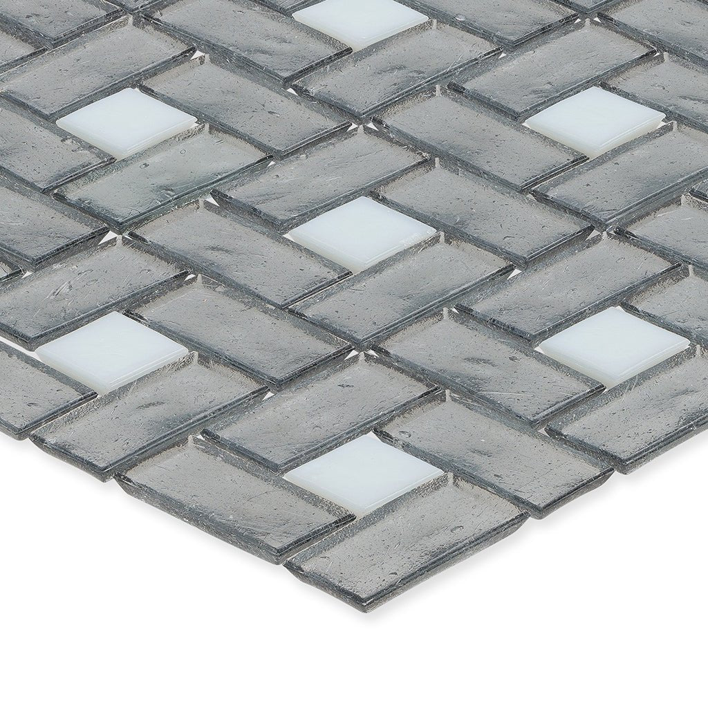 White 1" x 1" and Moonstone 1" x 2", Pinwheel Pattern Glass Tile ...
