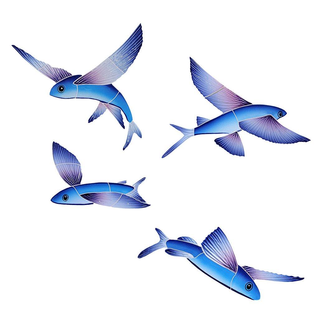 Flying Fish, Set Of 4 | FFSMCOS | Swimming Pool Mosaic – AquaBlu Mosaics