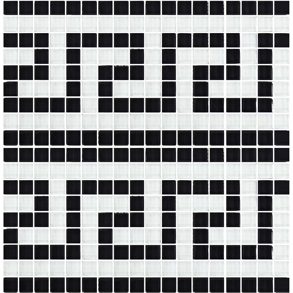 Black White 5/8" x 5/8" Glass Pool Tile | GK858K10 | Greek Key Series