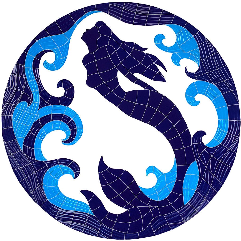 Mermaid Medallion Pool Mosaic | MMEBLUL | Pool Tile Designs