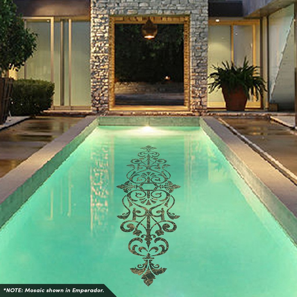 Baroque Center Scroll - Blue | CS-BC4-72BL | Pool Mosaic – AquaBlu Mosaics