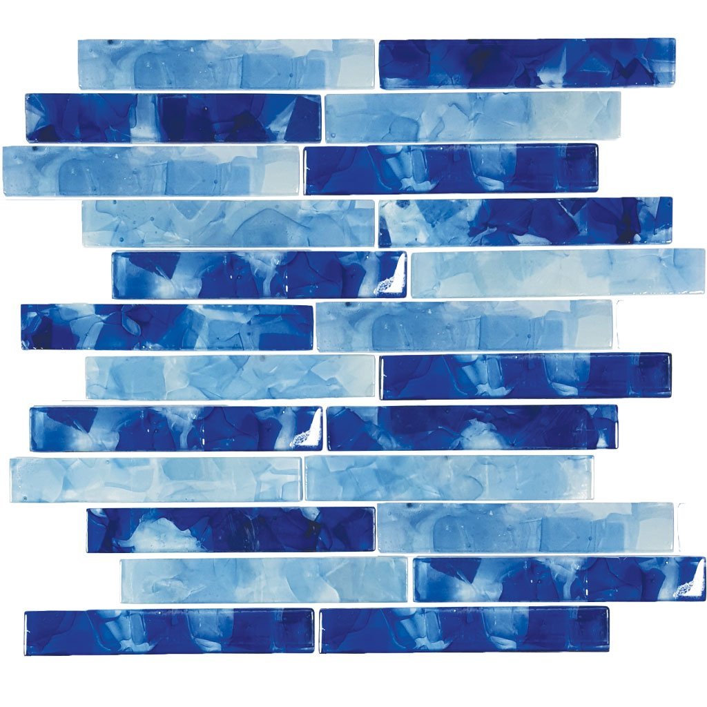 Pool Blend, 1" x 6" | CETFLWGPLBLENDC | Aquatica Glass Pool Tile