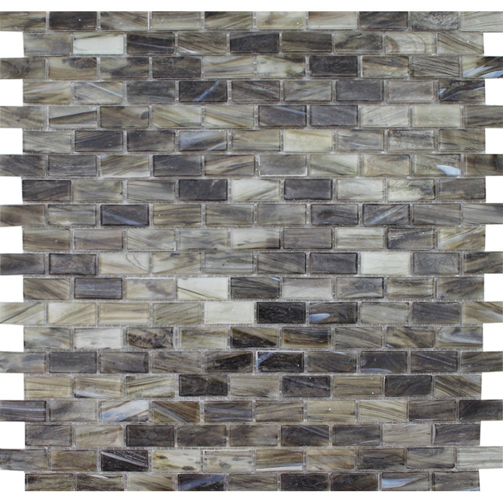Carbon 1/2" x 1" Mosaic | FOSAUROCARBREC | Aquatica Glass Pool Tile ...