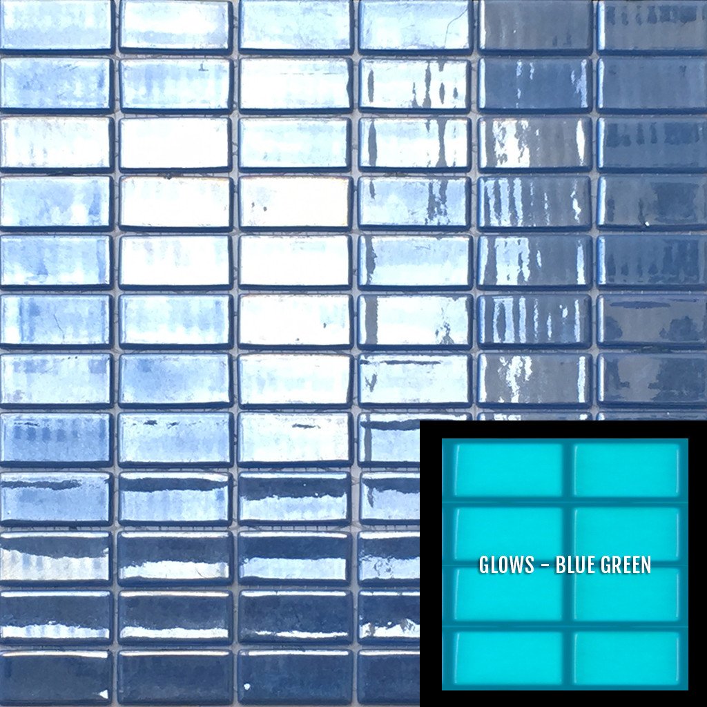 Fireglass 106 - Dark Blue, 1" x 2" | Glow in the Dark Vidrepur Tile