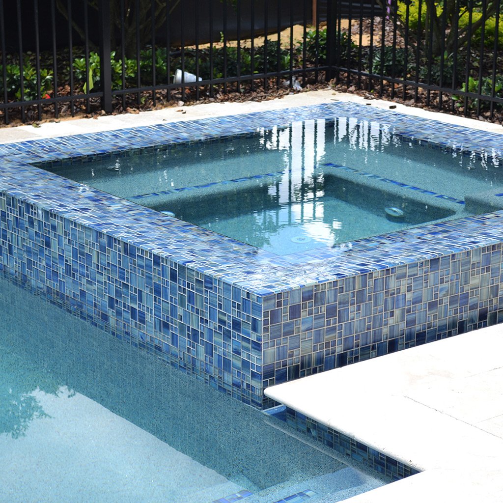 Blue, Mixed Mosaic Tile | GW8M2348B10 | Glass Pool Tile – AquaBlu Mosaics