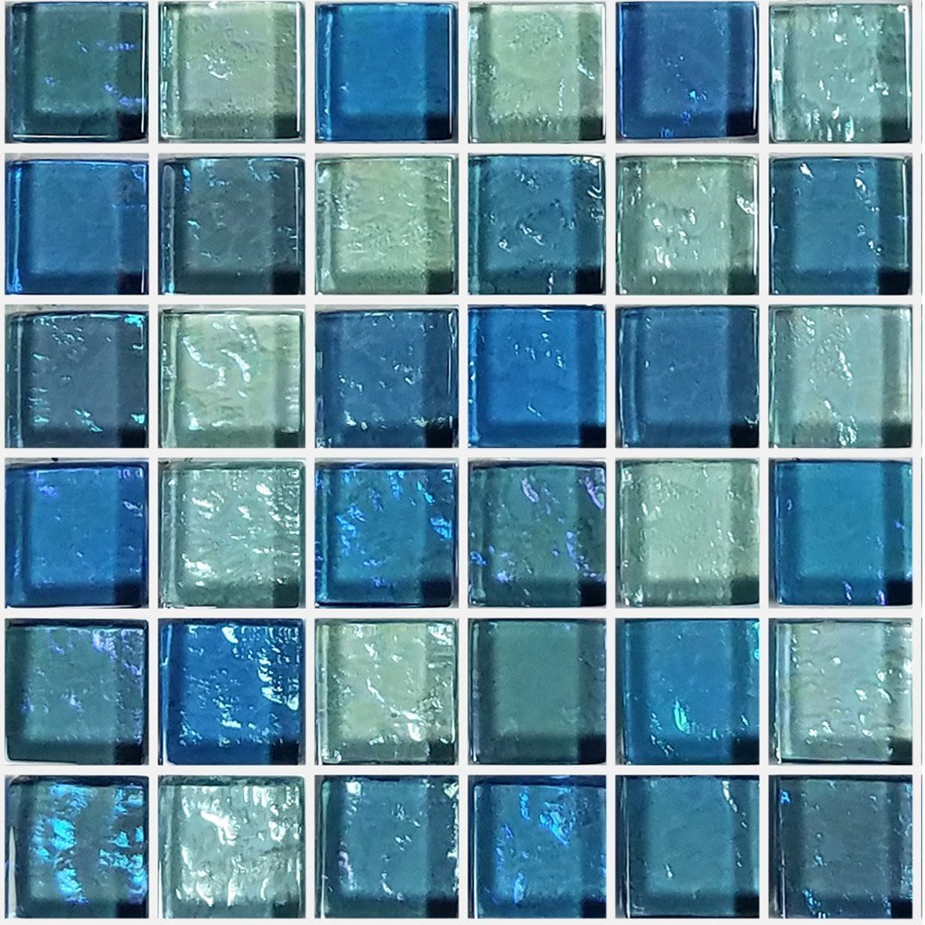 Blue Blend, 1" x 1" Mosaic Tile | GG82323B18 | Glass Tile for Pools