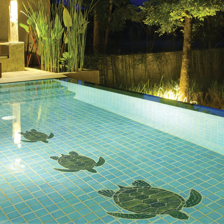 Green Sea Turtle w/Shadow | GT7-10/SH | Pool Mosaic by Custom Mosaics ...