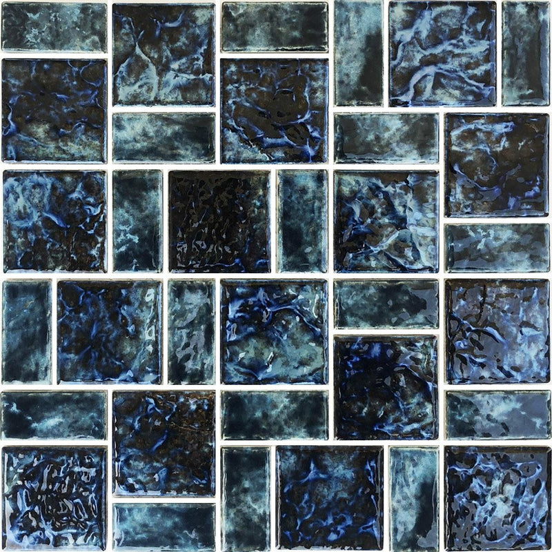 Blue Blend, Random Block | LEGACY-96 | Fujiwa Porcelain Pool Tile ...