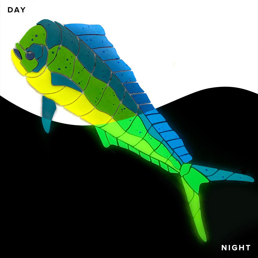 Bull Mahi, Left Pool Mosaic | Glow in the Dark Pool Mosaic Tile