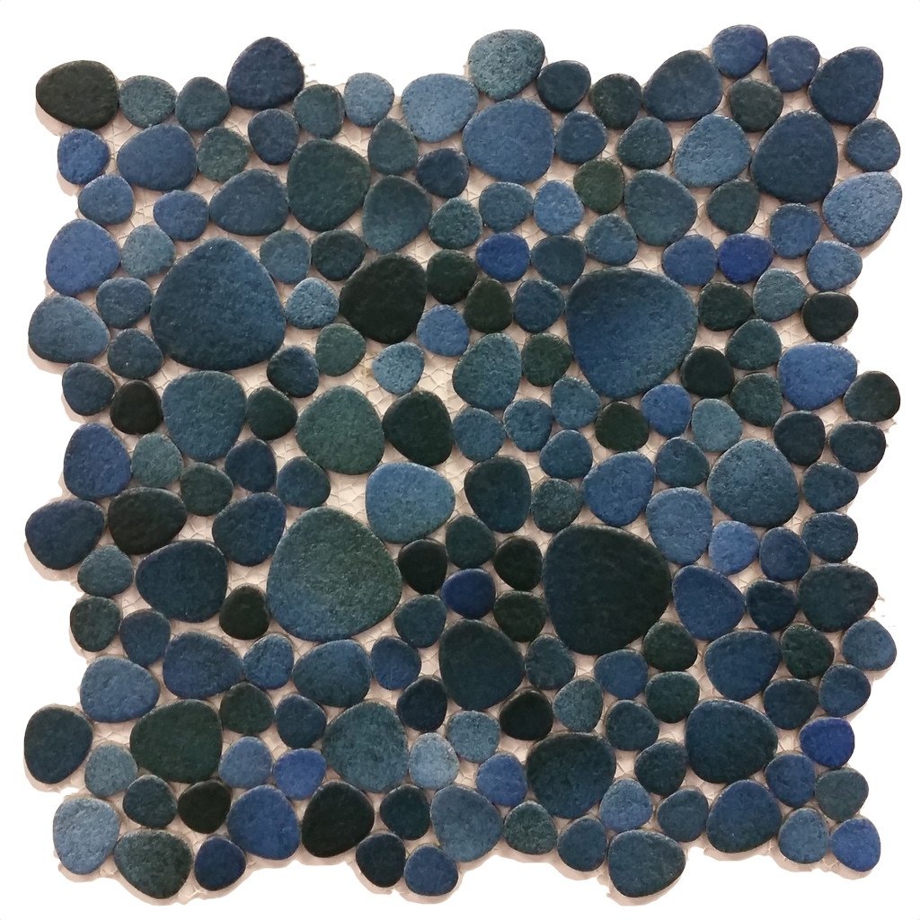 Jade Blue, Mixed | PEBBLE-93 | Fujiwa Porcelain Pool Tile – AquaBlu Mosaics