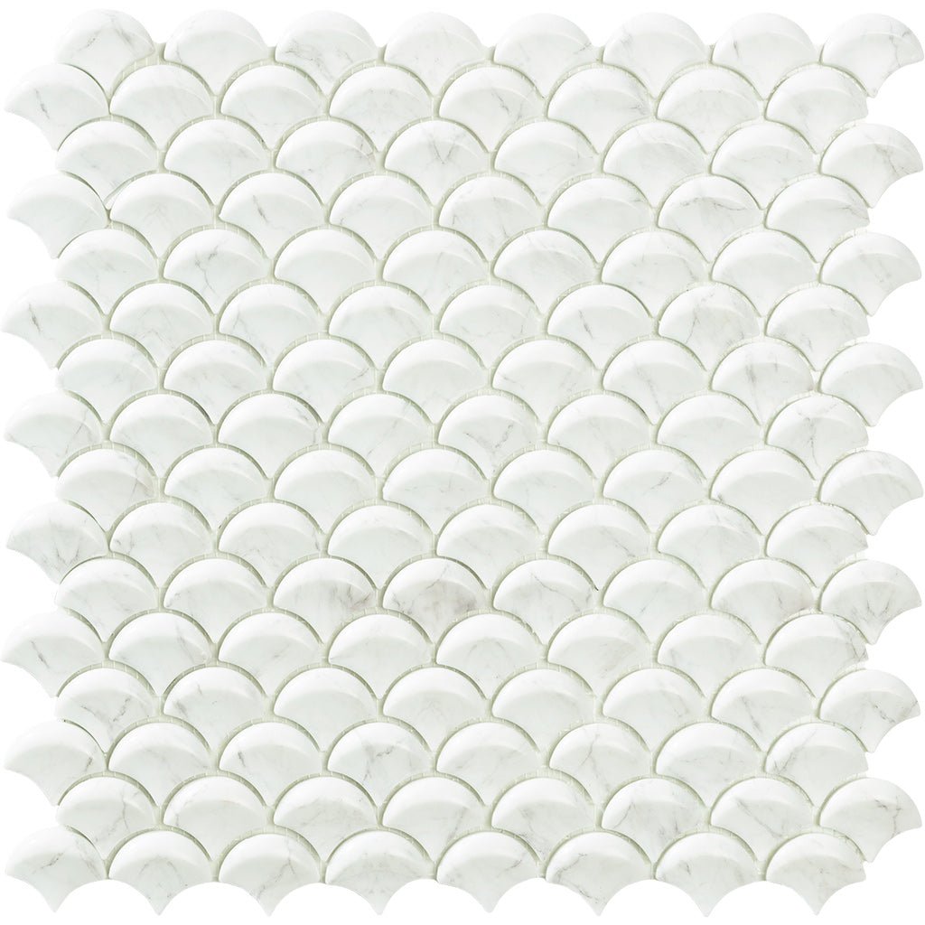 Carrara Grey 3D Fish Scale Mosaic Tile | Glass Pool Tile by Vidrepur ...