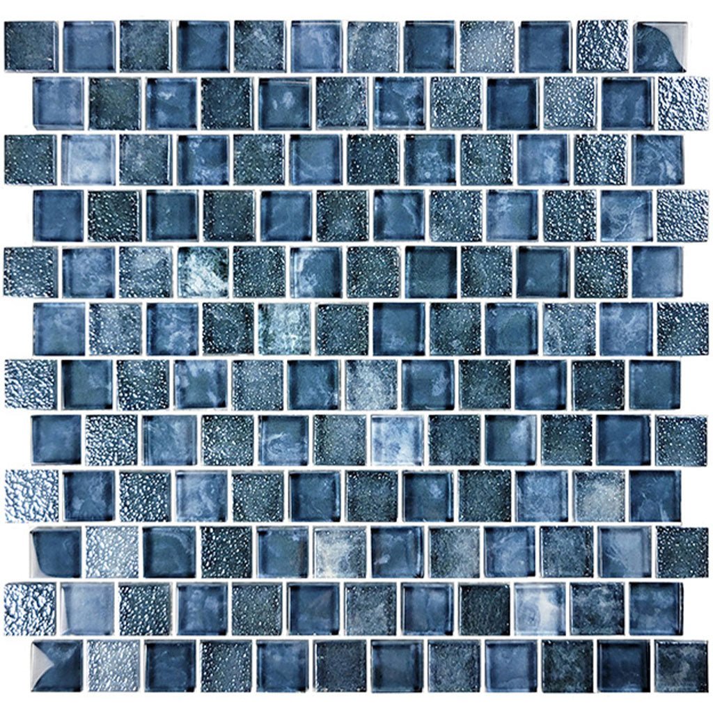 Signature Gunmetal Blue, 1" x 1" Glass Mosaic Tile