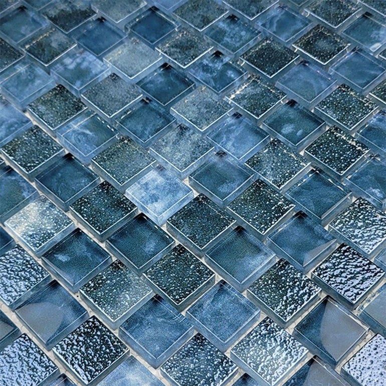 Signature Gunmetal Blue, 1" x 1" Glass Mosaic Tile – AquaBlu Mosaics