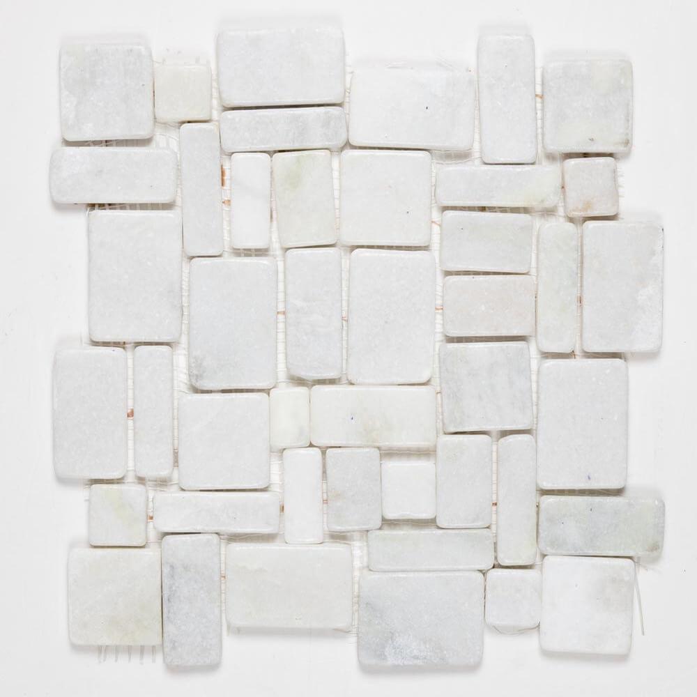 Glacier White Pebble Tile | Hopscotch Series | Natural Stone Mosaics