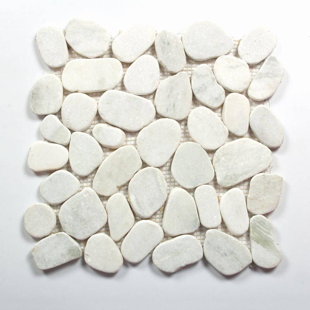 Glacier White Pebble Tile | Shaved Pebbles | Natural Stone Mosaics ...