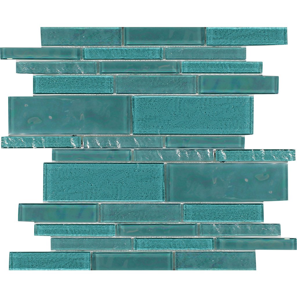 Green Mixed Linear Mosaic Tile | TASTREAGREENSTML | Glass Tile