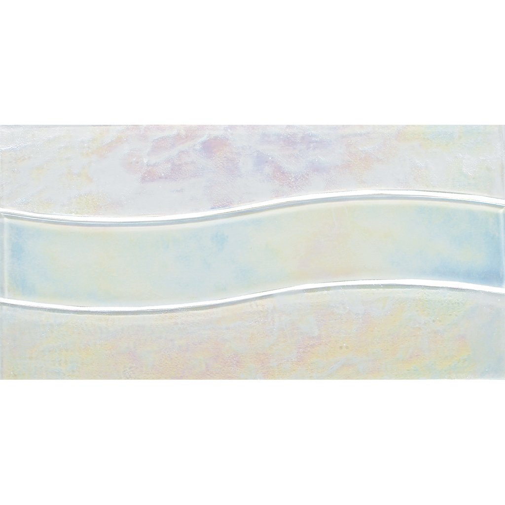 White 6" x 12" Glass Waterline Tile | TRMBORDWHITEWAVE | Pool Tile