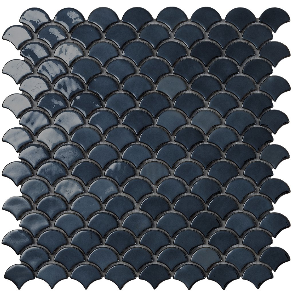 Brushed Black Glass Fish Scale Mosaic | 6005S | Glass Tile – AquaBlu ...