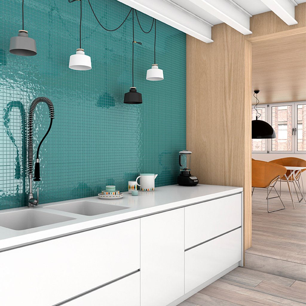 Green Turquoise, 1" x 1" | 093832M | Vidrepur Mosaic Glass Tile ...