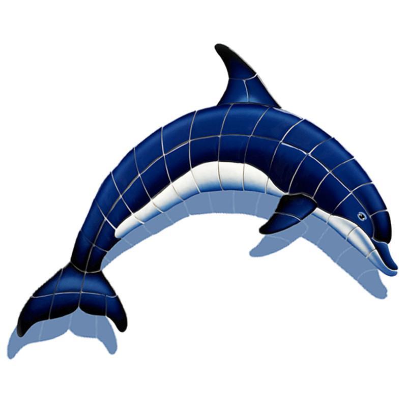 Blue Dolphin-A w/Shadow | BD42-36/SH | Pool Mosaic