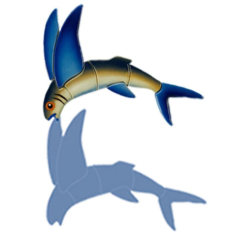 Flying Fish-A, Reverse w/Shadow | FF45R/SH | Pool Mosaic